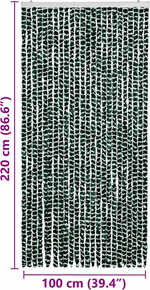 Závěs proti hmyzu zeleno-bílý 100 x 220 cm Chenille 325447