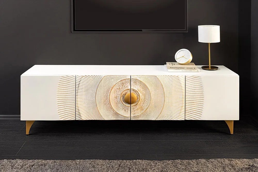 Designový TV stolek Venetia 180 cm bílé mango