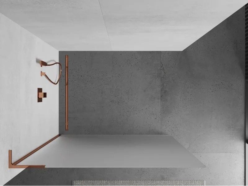 Mexen Kioto L, sprchová zástěna Walk-In 100 x 200 cm, 8mm sklo námraza, růžové zlato profil, 800-100-103-60-30
