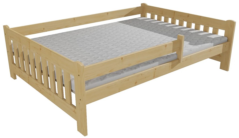 Vomaks Dětská postel DP 022 XL se zábranou Rozměr: 140 x 200 cm, Barva: surové dřevo