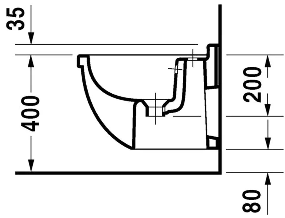 Duravit Starck 3 - Závěsný bidet Compact, 1 otvor pro armaturu propíchnutý, 360 x 475 mm, bílý 2231150000