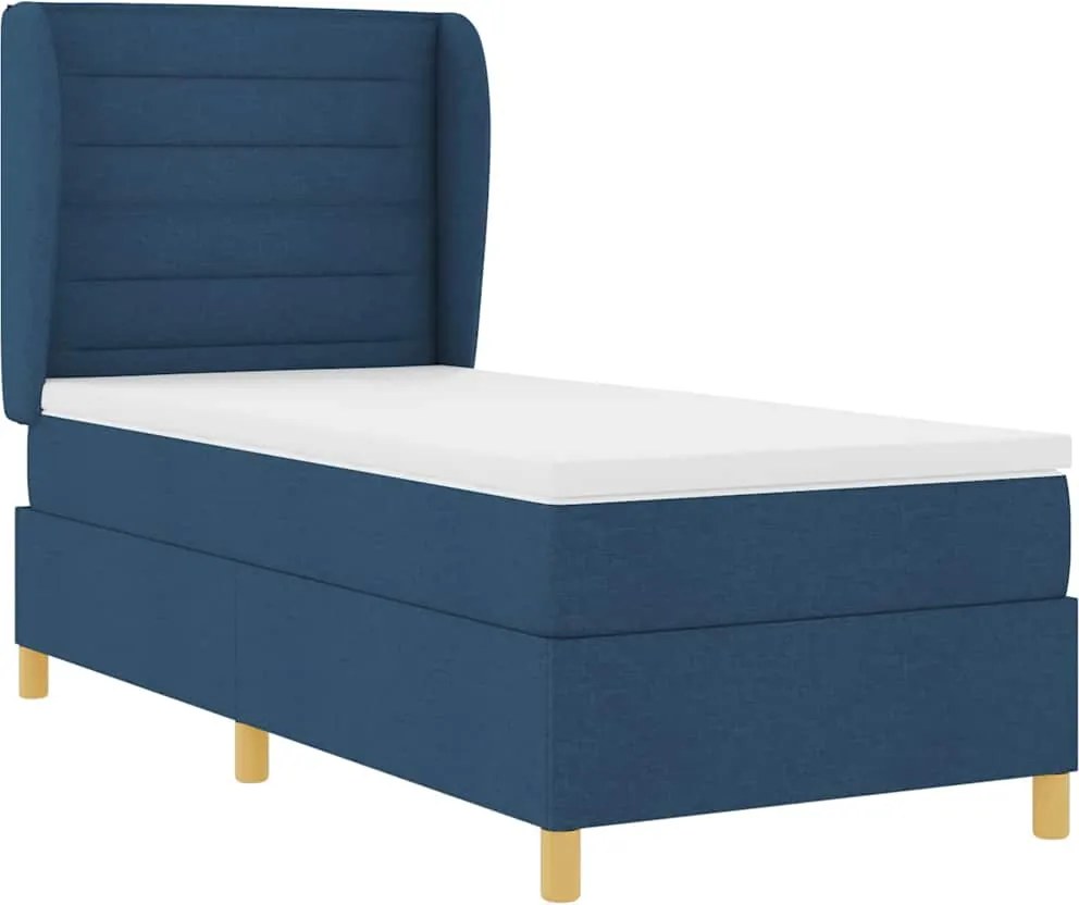 Postel s boxspringem s matrací s čelo Modrá 200 x 90 cm textil 3340675