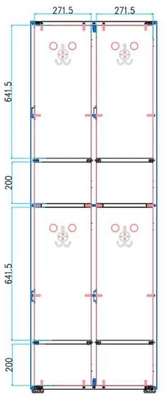 Dřevěná šatní skříňka S4 s úložnými boxy, 4 boxy, demont, cylindrický zámek, šedá/bříza