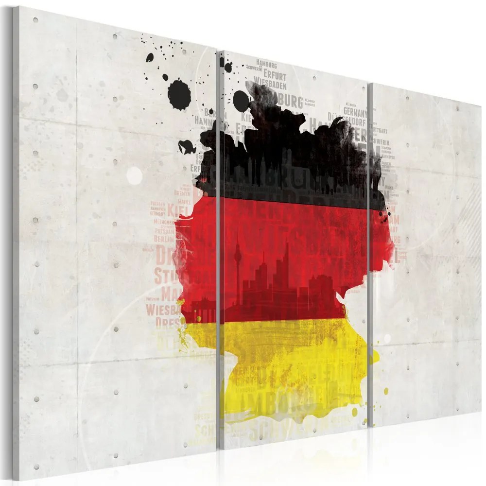 Obraz na plátně Bimago - Map of Germany - triptych 60x40 cm