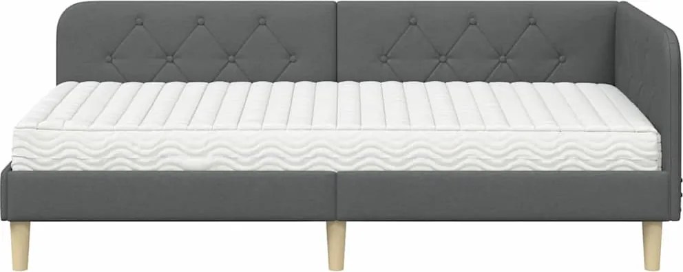 Rohový rám postele Tmavě šedá 90 x 190 cm textil 3394110