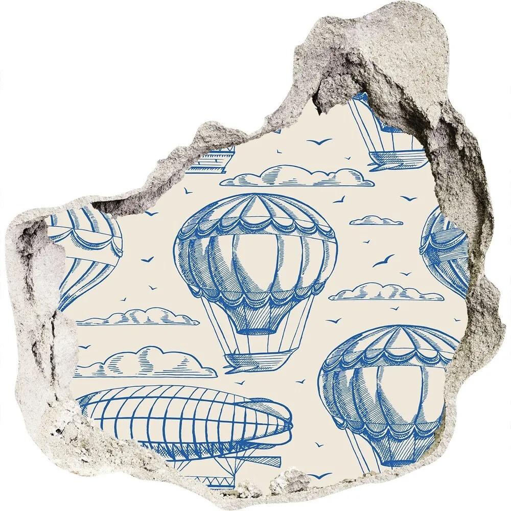Wallmuralia Fotoobraz díra na stěnu Balony s vzducholodě 75x75 cm