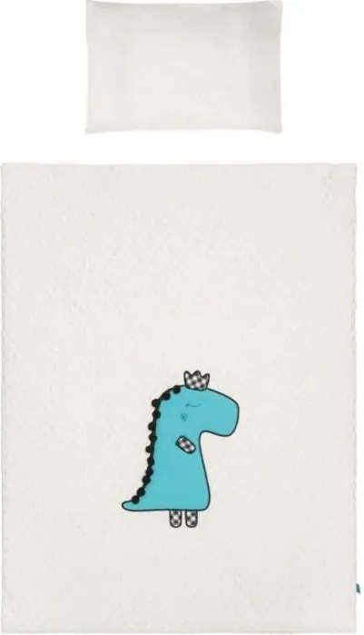 3-dílné ložní povlečení Belisima Dino 3D 100/135 smetanovo-tyrkysové