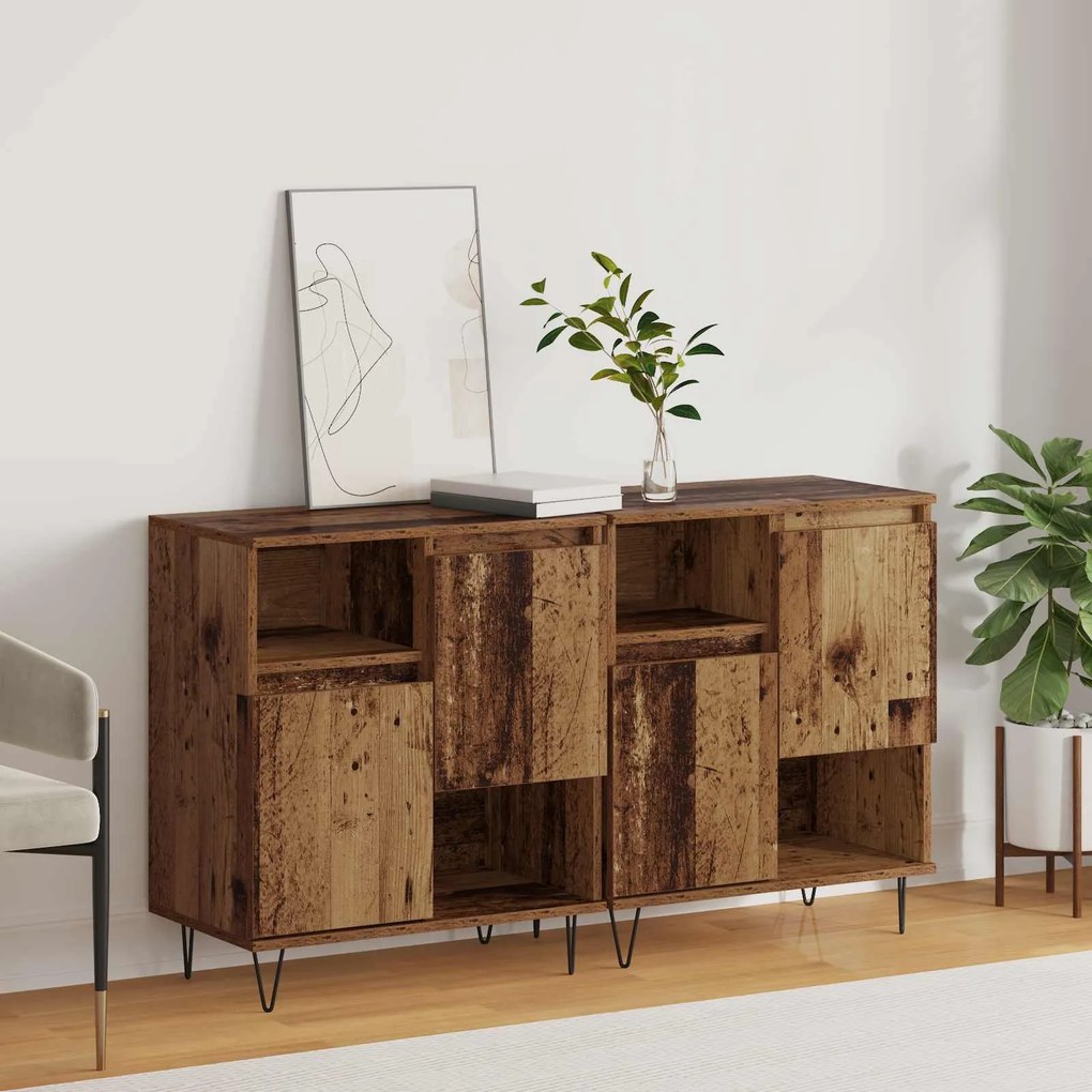 Servírovací skříň 2 ks Staré dřevo 60 x 35 x 70 cm 3394548