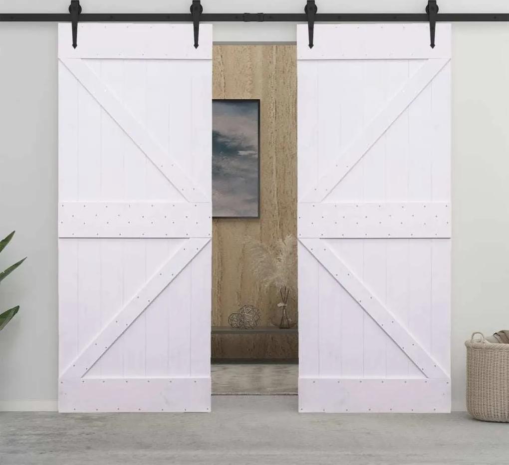 vidaXL Posuvné dveře s kováním 80 x 210 cm masivní borovice [3057580] Barva: Hnědá