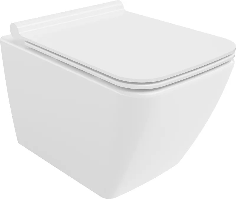 Mexen VEGA Rimless mísa závěsná se sedátkem volně-padajícím slim, 52 x 36 cm, bílá, 30654000