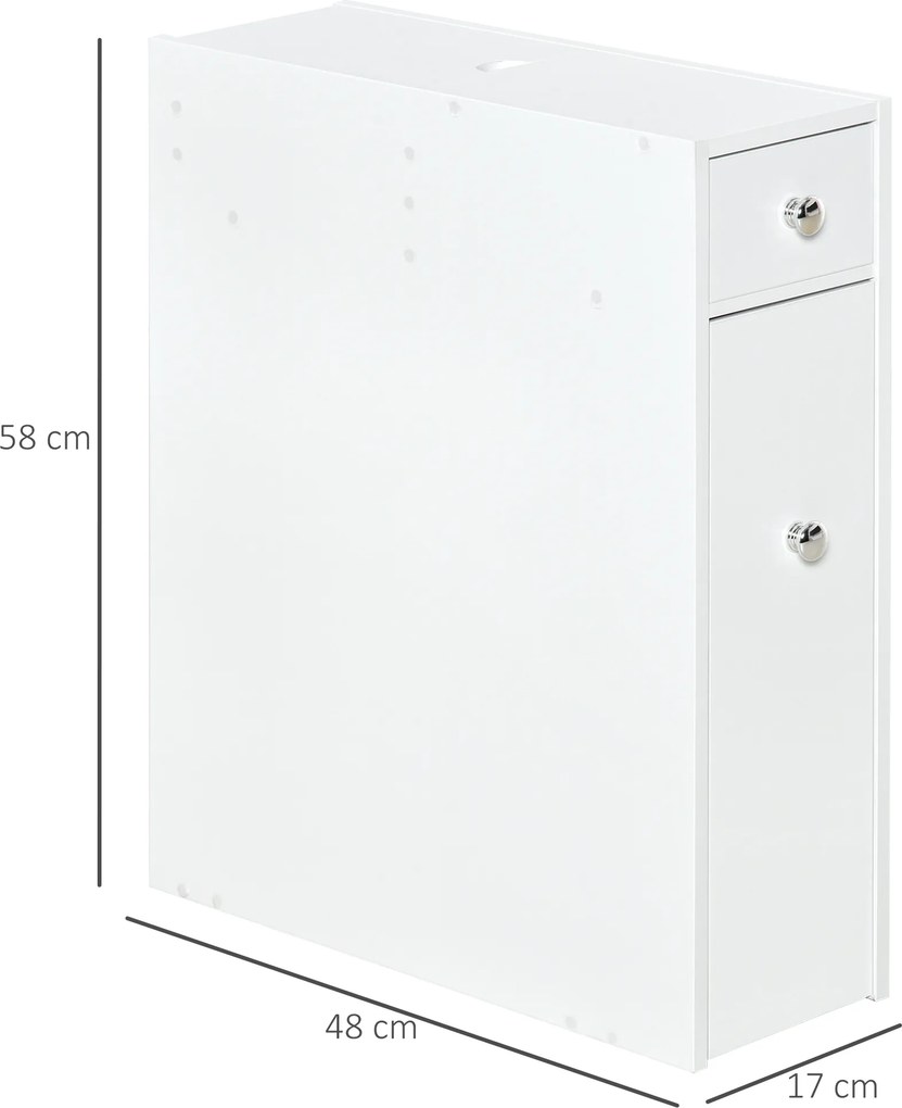 HOMCOM Koupelnová skříňka se 2 šuplíky a horním prostorem s víkem pro umyvadlo a sprchu 17x48x58 cm Bílá