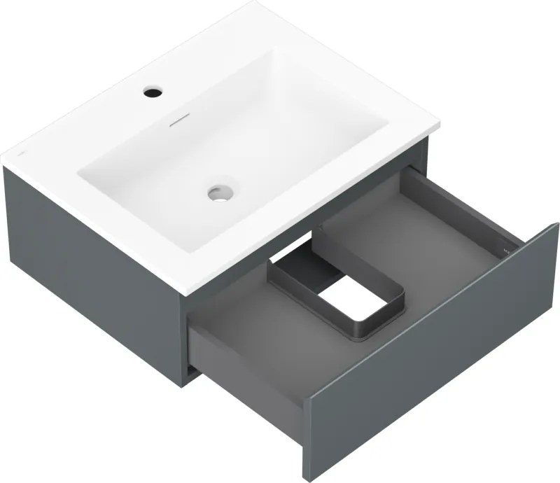 Mexen Orio, koupelnová skříňka 60 cm s umyvadlem Otis, 1 zásuvka, grafitová matná/bílá matná, 91A10-06023-1-BF66-W18M01