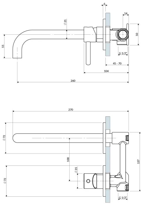Omnires Y Y1215HLNI Podomítková umyvadlová baterie, nikl - Omnires