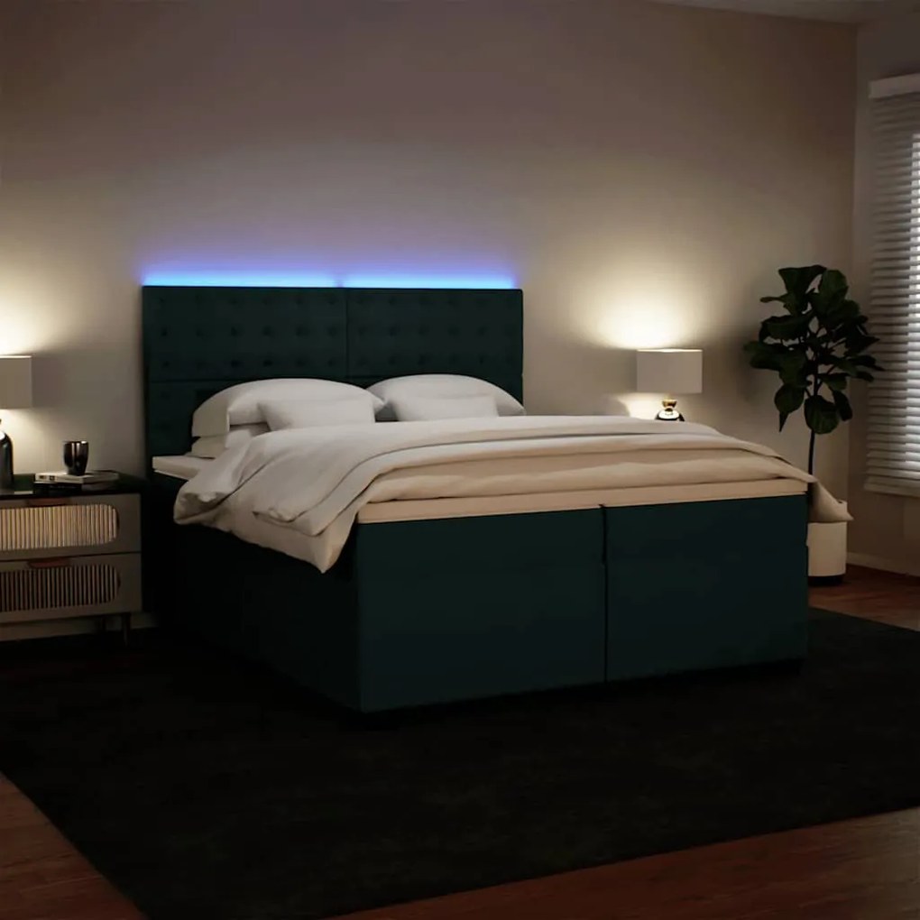 Box spring postel s matrací tmavě zelená 200x200 cm samet 3293317