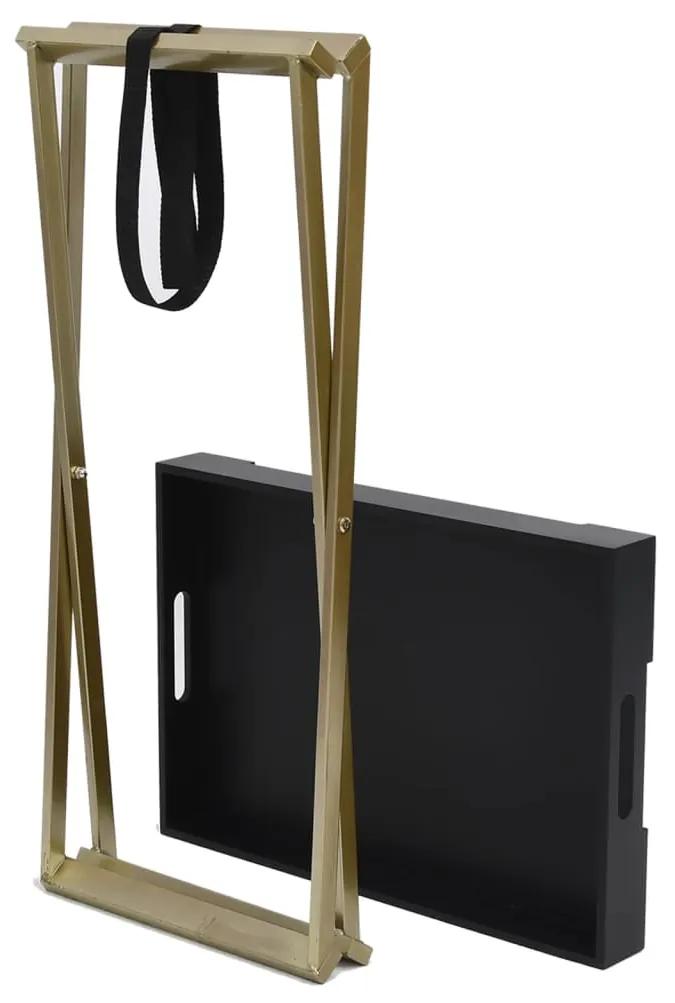 Skládací stolek zlatý a černý 48 x 34 x 61 cm MDF