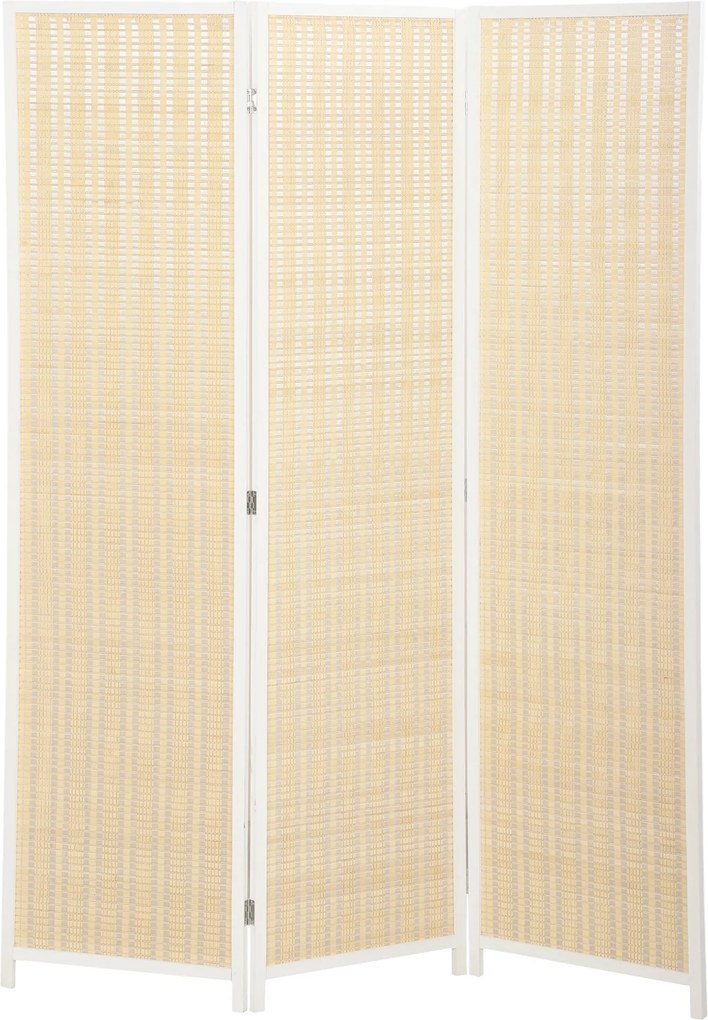 HOMCOM Dřevěný paraván, skládací dělicí stěna se 3 panely, 135 x 180 cm, bílá