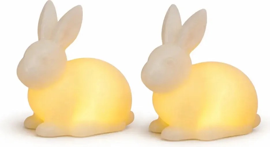 LED svíčky z pravého vosku na baterky, králík, 10 × 10 × 5,5 cm, bílá, sada 2 ks, CR2032