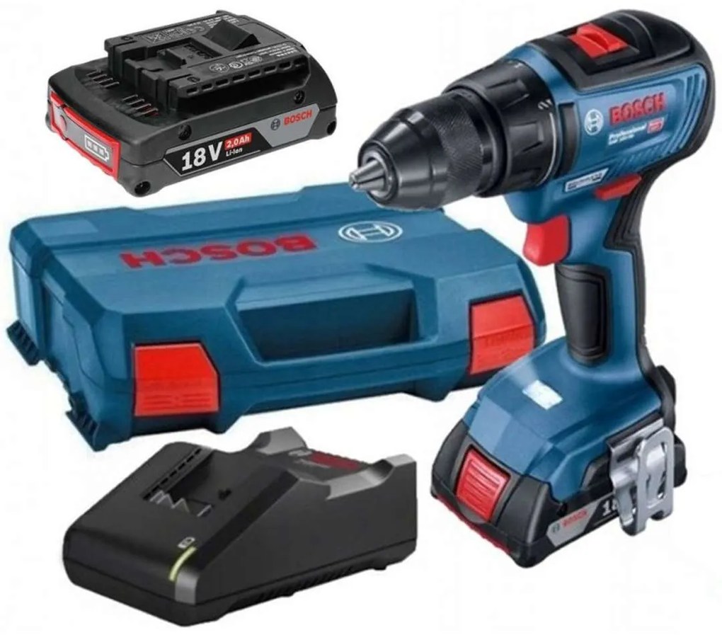 Bosch Nářadí - 18V AKU vrtací šroubovák s příklepem, 2x aku 2,0 Ah, nabíječka 06019H5100