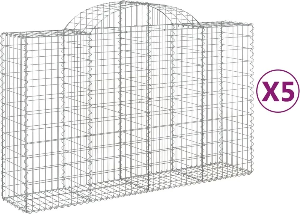 Klenuté gabionové koše 5 ks 200x50x120/140cm pozinkované železo 3146344