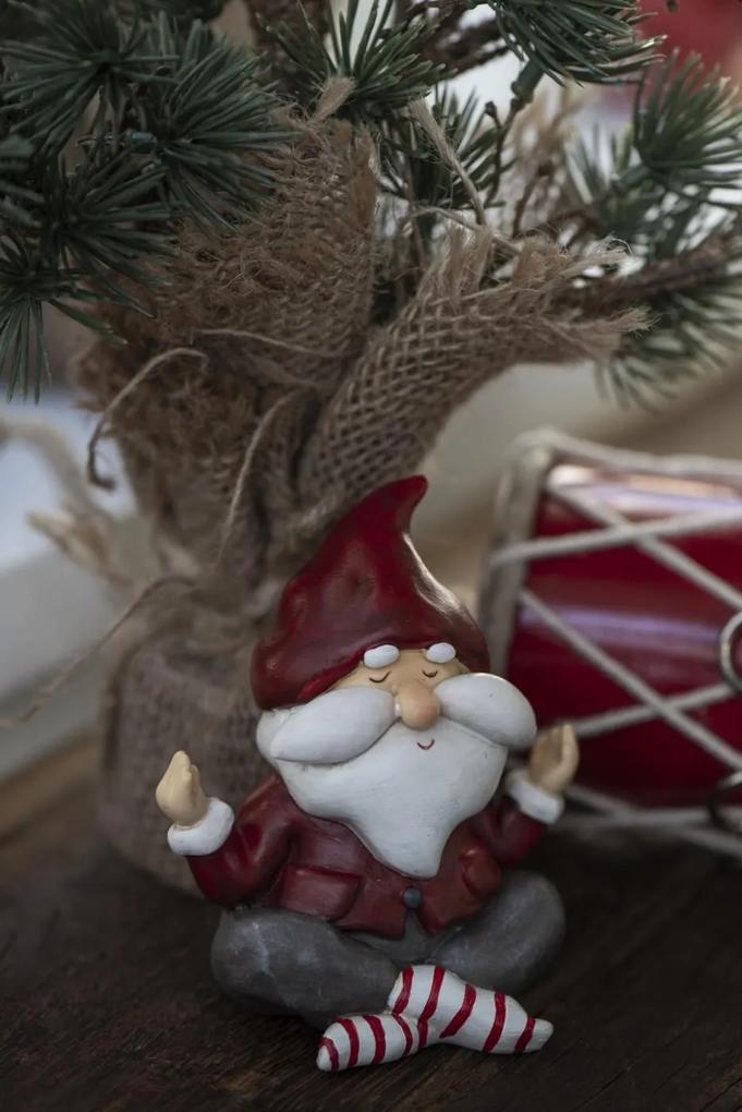 IB LAURSEN Vánoční figurka Santa's Helper Boy Yoga D, červená barva, šedá barva, pryskyřice