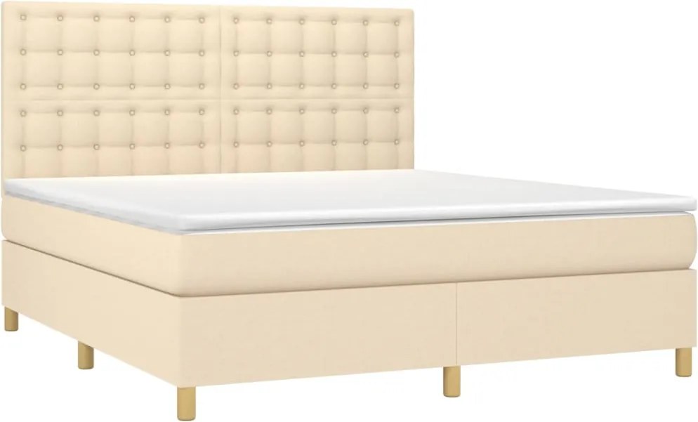 Box spring postel s matrací a LED krémová 160x200 cm textil 3135770