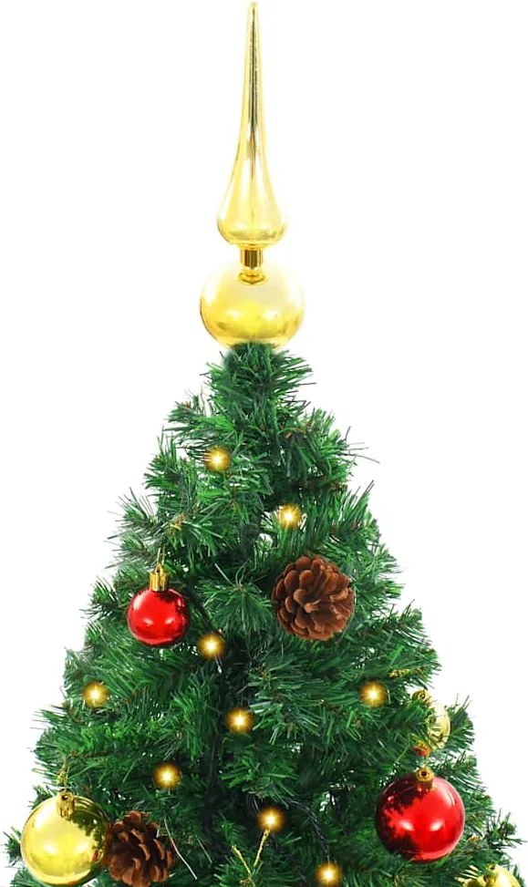 Vánoční stromek s LED osvětlením a baňkami zelený 210 cm 321501