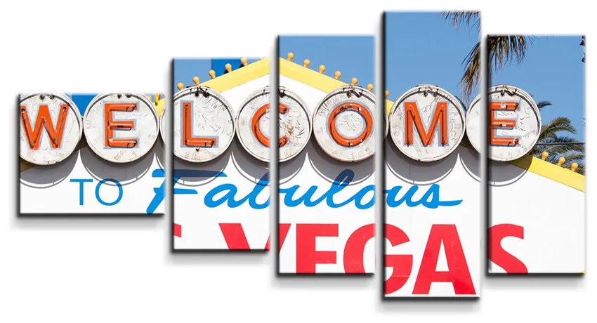 Sablio Obraz - 5-dílný Welcome to Las Vegas - 100x60 cm