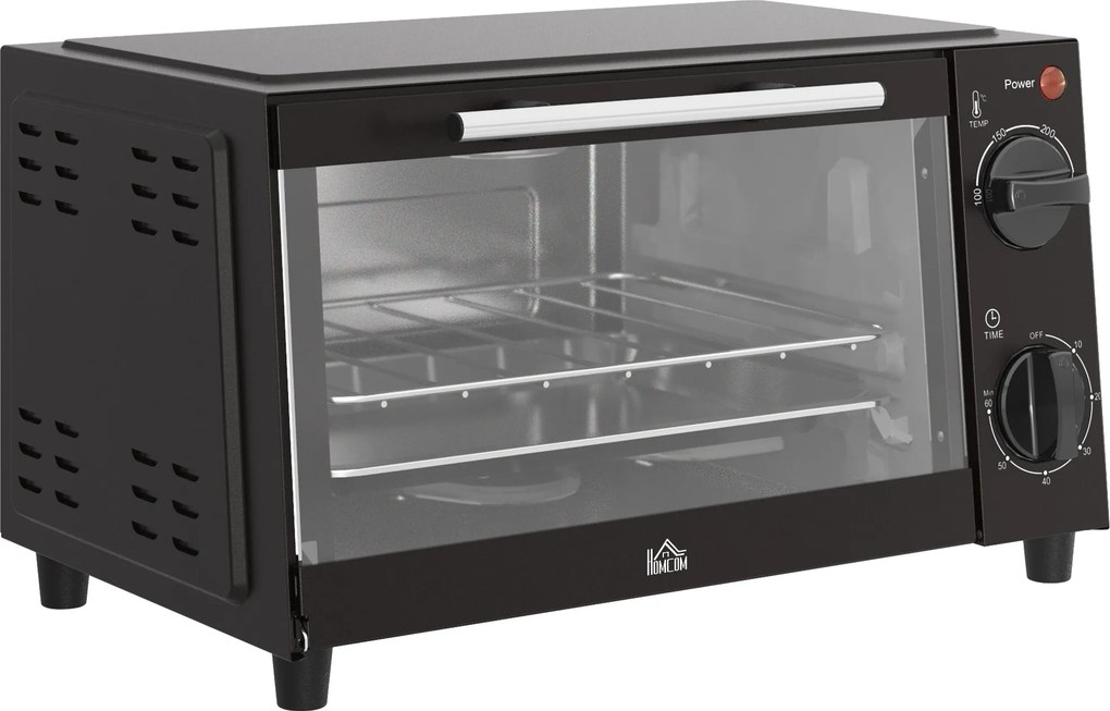 HOMCOM Mini trouba 9L Mini trouba s pečicím plechem, grilovací rošt, 100 °C-230 °C, s nastavitelnou teplotou a dobou pečení, časovač na 60 min, 750 W…