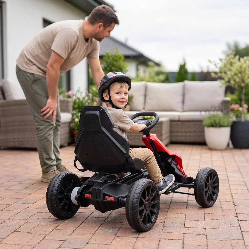 HOMCOM Elektrický Go-Kart pro Děti 3-8 Let s 12V Baterií, Nastavitelná Rychlost 3-5 km/h a Bezpečnostním Pásem, Nosnost 30 kg, Venkovní Použití, 100x…
