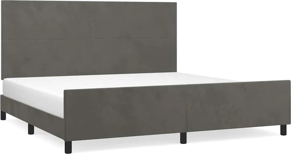 Rám postele bez matrace tmavě šedý 200 x 200 cm samet 3125654