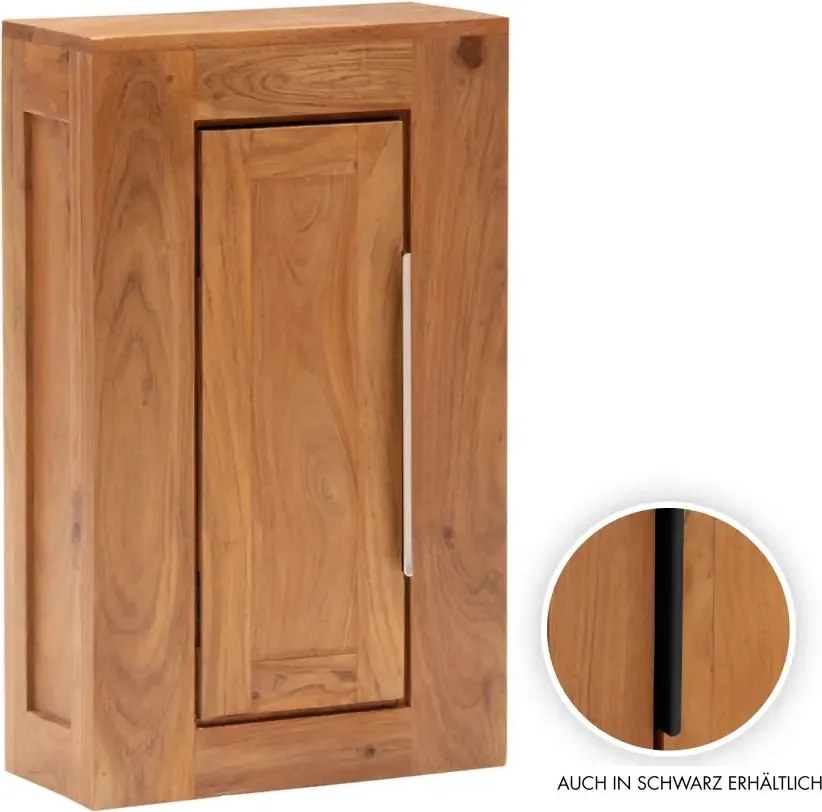 furniture-nabytek.cz - Nástěnná skříňka Osvaro akácie - Stříbrné kovové úchytky