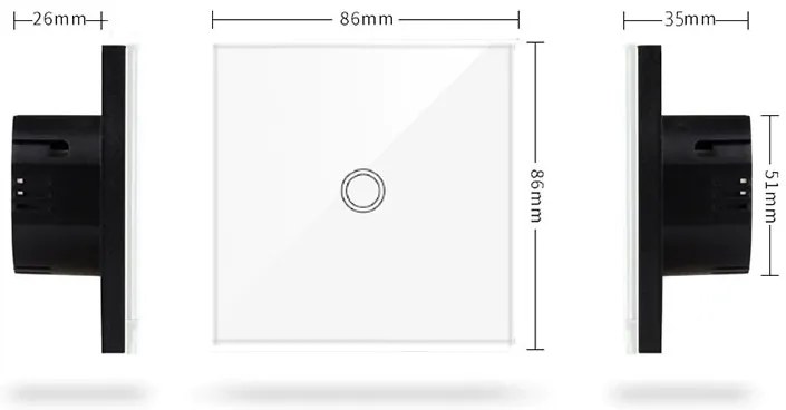 BERGE Skleněný dotykový vypínač dvojitý - bílý - SKLO