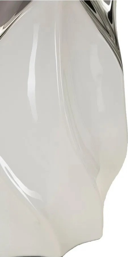Bílá/ve stříbrné barvě keramická stolní lampa s textilním stínidlem (výška 51 cm) Shiney – Mauro Ferretti