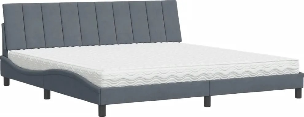 Postel s matrací Hanko tmavě šedá 200 x 200 cm samet 3208617