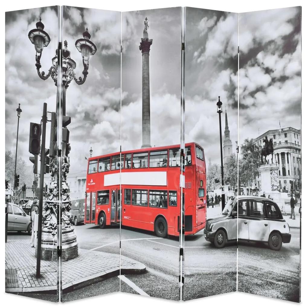 Skládací paraván 200 x 180 cm Londýnský autobus černobílý