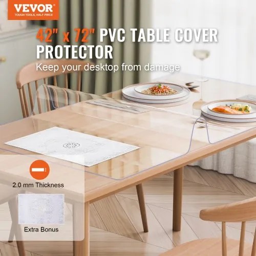 PVC chránič stolu 106,7 × 182,9 cm průhledný plastový tloušťka 2,0 mm