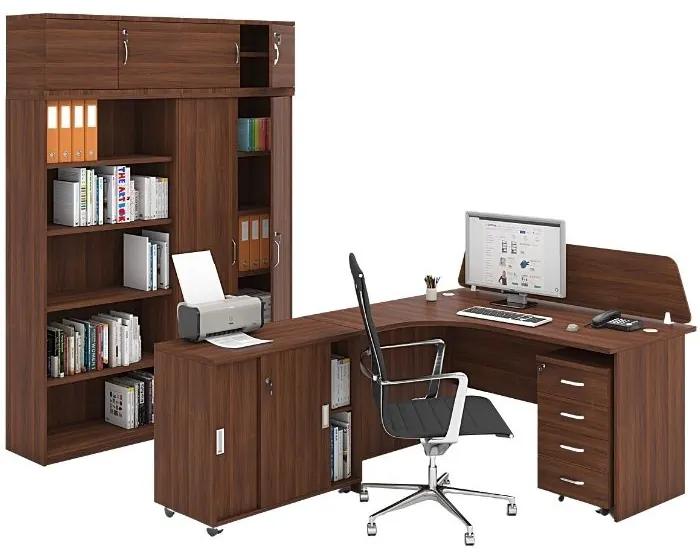 Rohový kancelářský pracovní stůl MIRELLI A+, levý, ořech