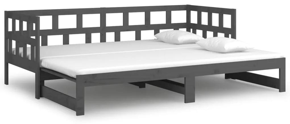 Výsuvná postel šedá masivní borovice 2x (90 x 200) cm - Default Title