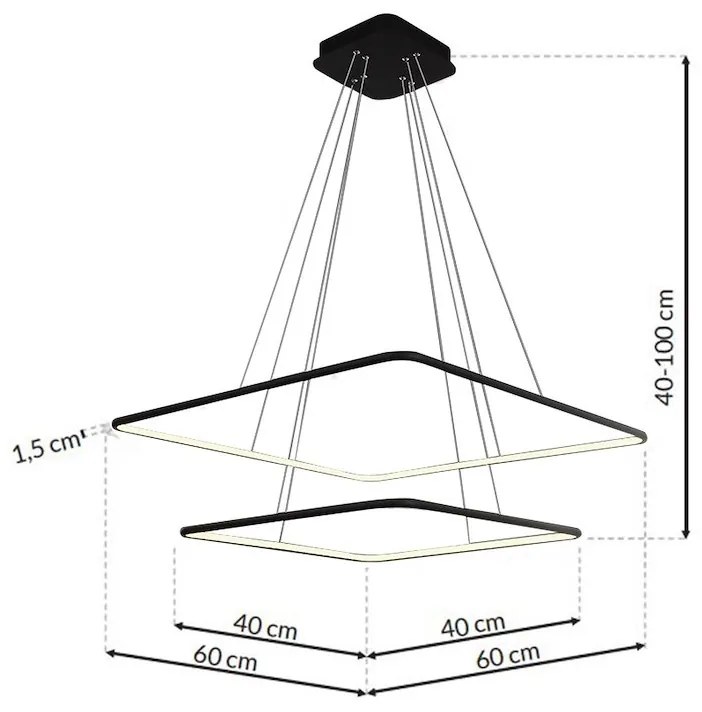Závěsné LED svítidlo Nix, 2x LED 50w, 3000k, b