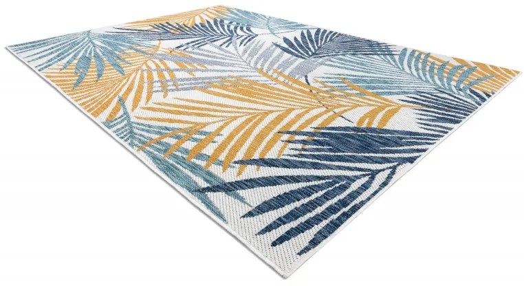 Dywany Łuszczów Kusový koberec Cooper Sisal Palm leaves 22258 ecru/navy – na ven i na doma - 160x220 cm