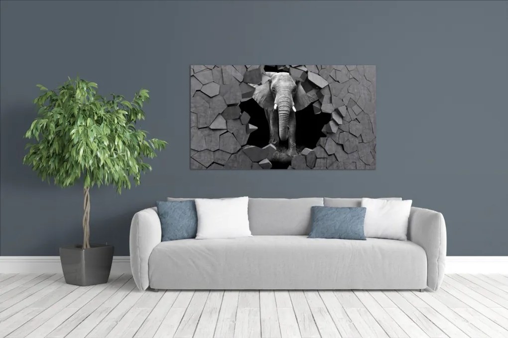 Malvis ® 3D obraz Slon v kameni Velikost (šířka x výška): 60x40 cm