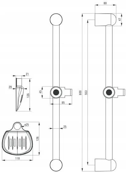 Deante Neo Fresh, sprchový sloup 60cm, chromová, NOF_051D
