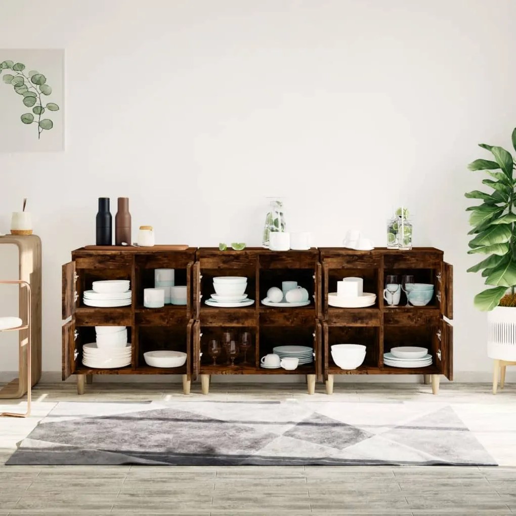 Příborníky 3 ks kouřový dub 60 x 35 x 70 cm kompozitní dřevo 3185772
