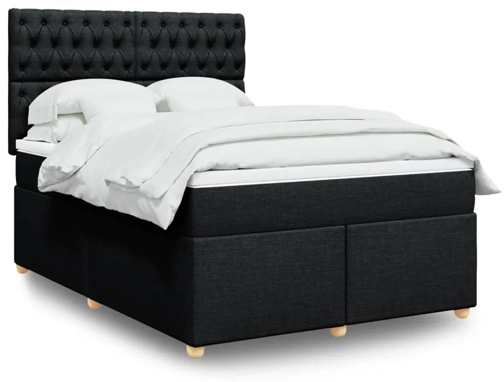 Box spring postel s matrací černá 140x200 cm textil 3293612