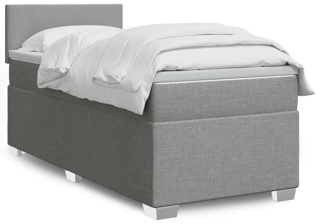 Box spring postel s matrací světle šedá 90x200 cm textil 3285764
