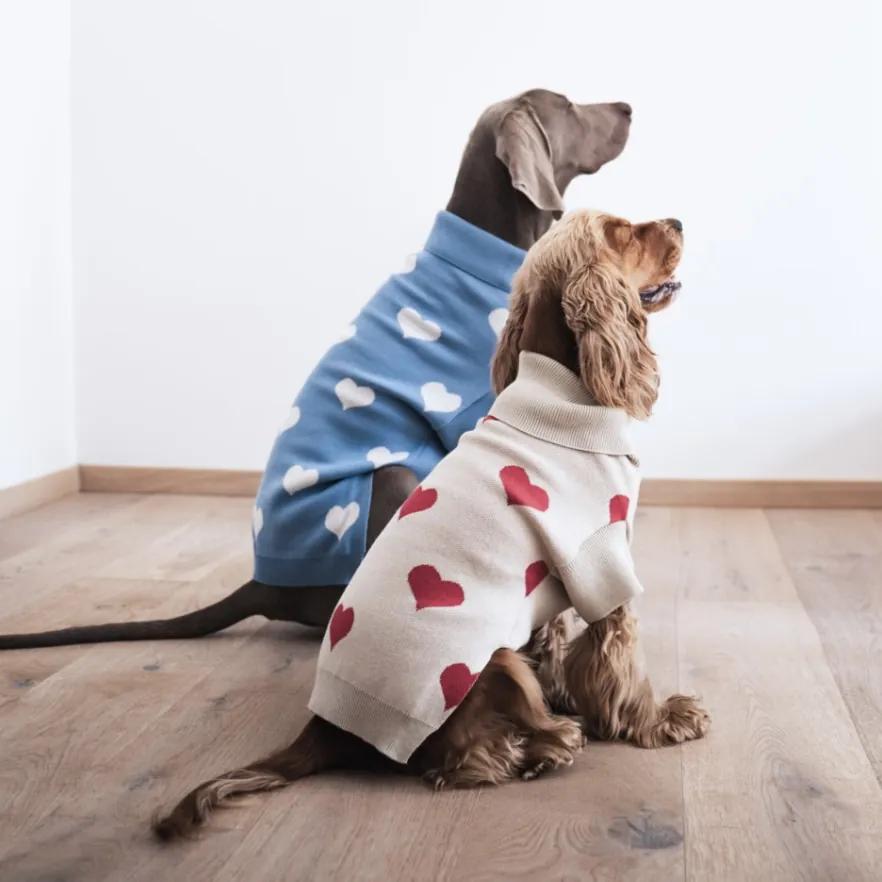 Lou and Co. Pletený svetr pro psa se srdíčky beige (Lou and Co. Pletený svetr pro psa se srdíčky beige)