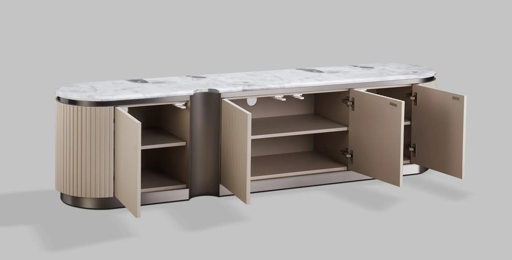 TV stolek Stilig ST916C 200 cm mramor/béžový/nikl