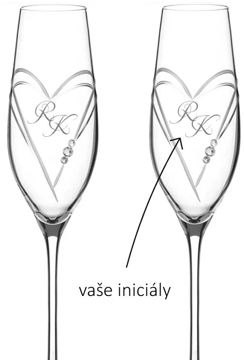Dekorant Svatební sklenice na šampaňské Aphrodite 2 s krystaly Swarovski 2KS