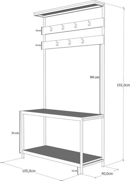 Věšák s policí Girne Black and Pine