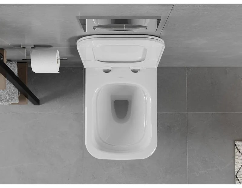 Mexen Elis WC mísa Rimless s pomalu padající deskou slim, duroplast, Bílá - 30910700